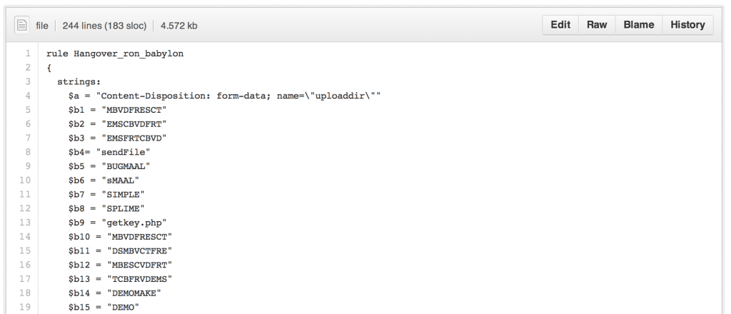 Yara rules and network detection for Operation Hangover